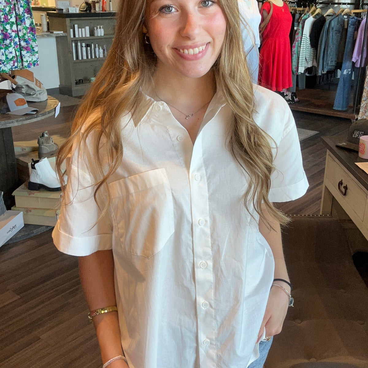 Jana White Boxy Button Up – The Funky Zebra Ames